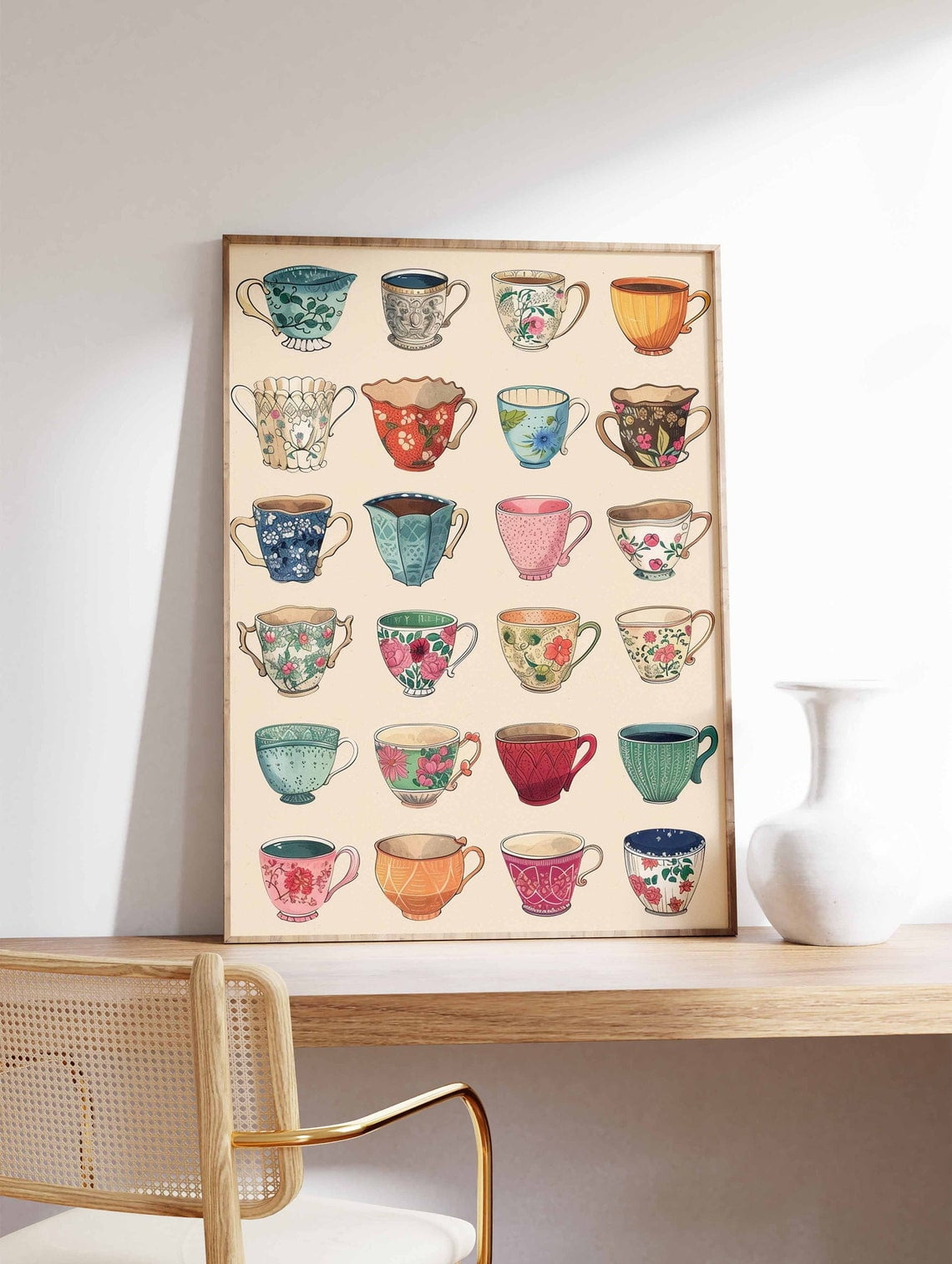 Kna Prints - Vintage Teacup Print, Retro Coffee Poster, Food Print ...