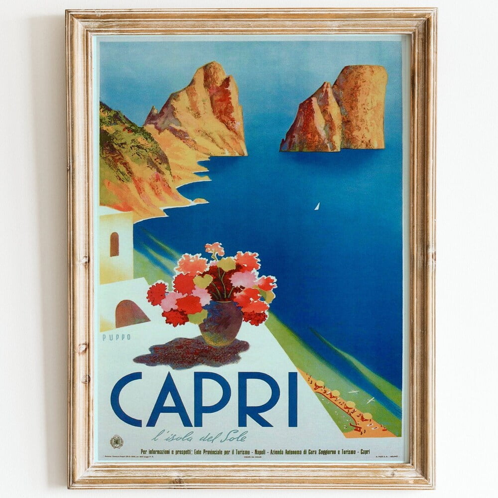 Kna Prints - Vintage Travel Poster Capri Italy Retro Poster Art Bay Of ...
