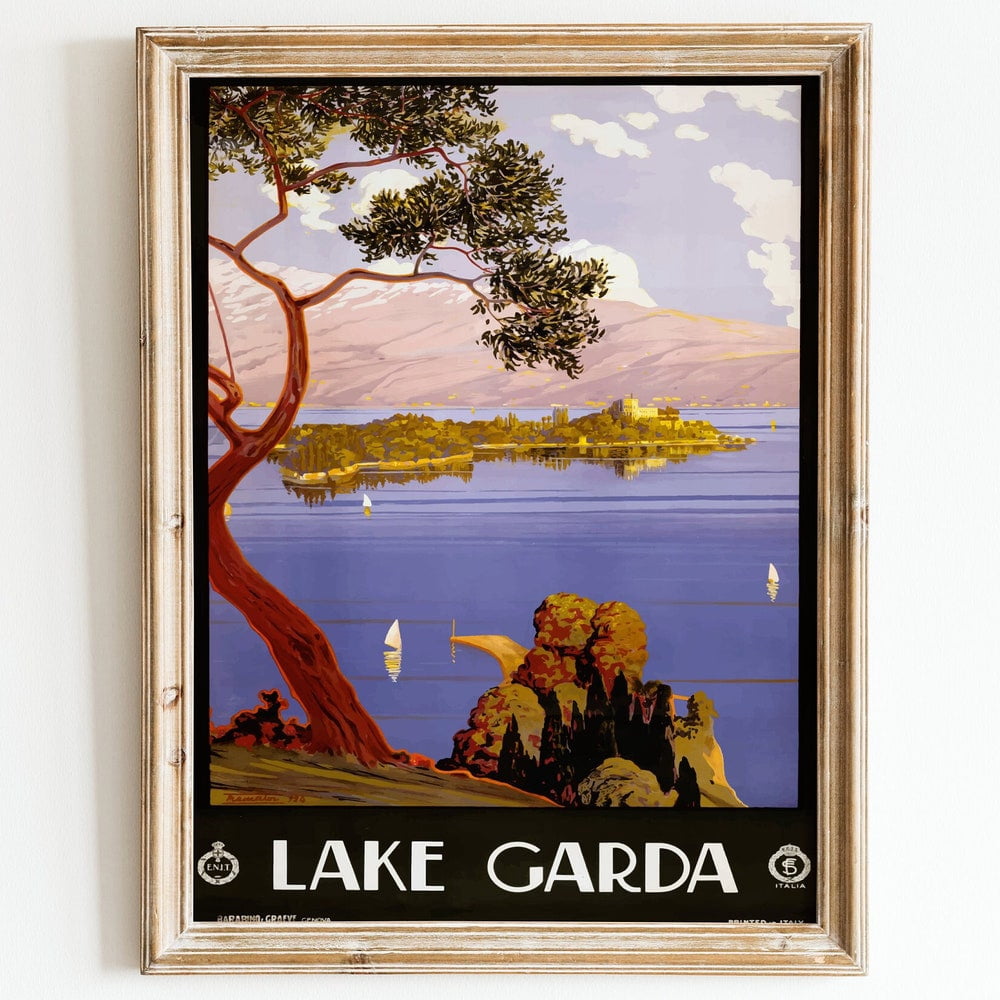 Kna Prints - Vintage Travel Poster Lake Garda Italy Retro Art Coastal ...