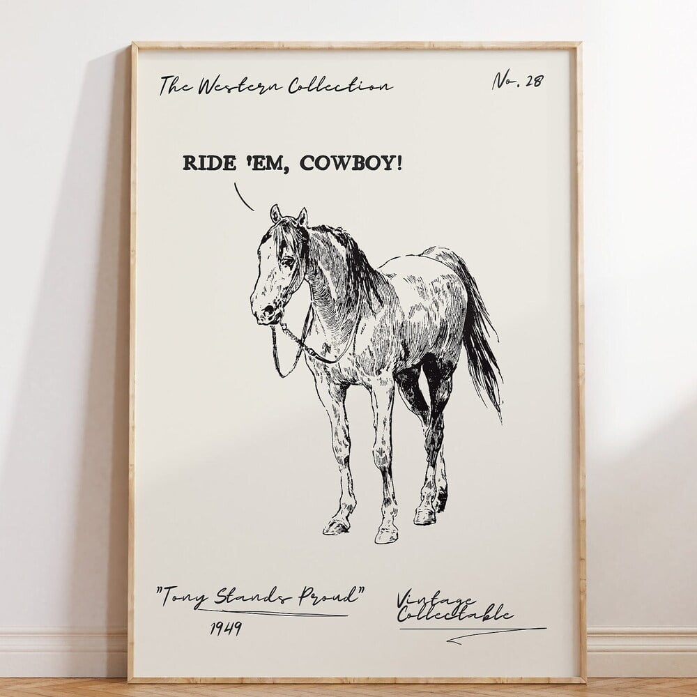 Kna Prints - Vintage Western Poster Horse Print Western Wall Art Retro ...