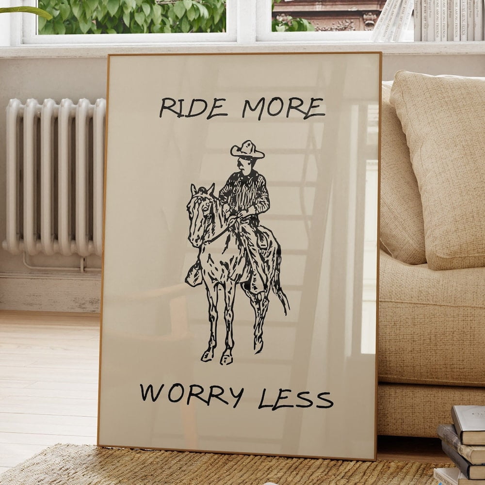 Kna Prints - Vintage Western Wall Art Horseback Riding Poster Vintage ...