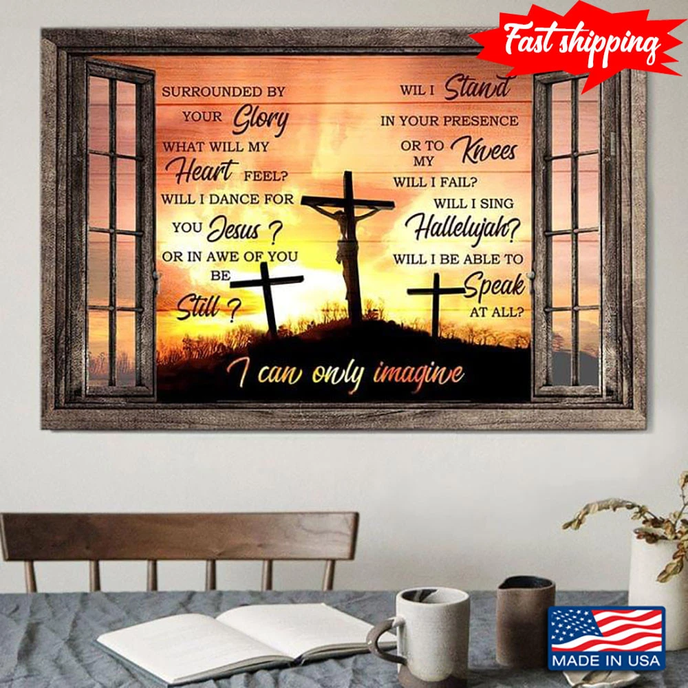 Kna Prints - Vintage Window Frame With Jesus Crosses Ourside Mercyme I ...