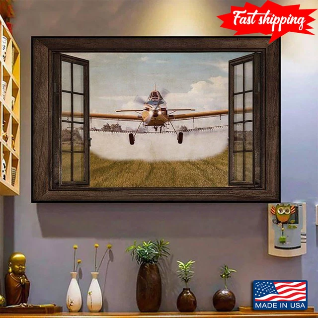 Kna Prints - Vintage Window With Helicopter Crop Spraying Onarm For ...