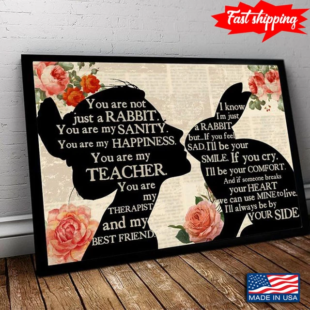 Kna Prints - Vintageloral Book Page Theme Girl &Amp Rabbit Silhouette ...