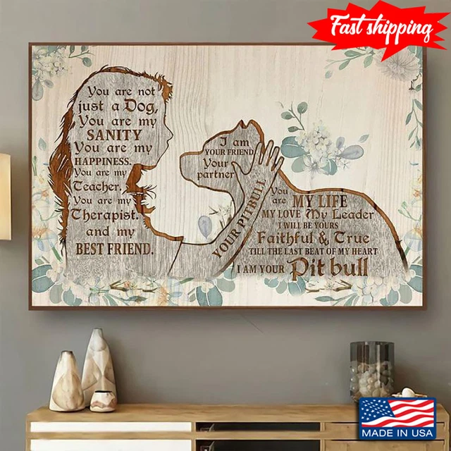 Kna Prints - Vintageloral Girl &Amp Pit Bull Typography I Am Your Pit ...