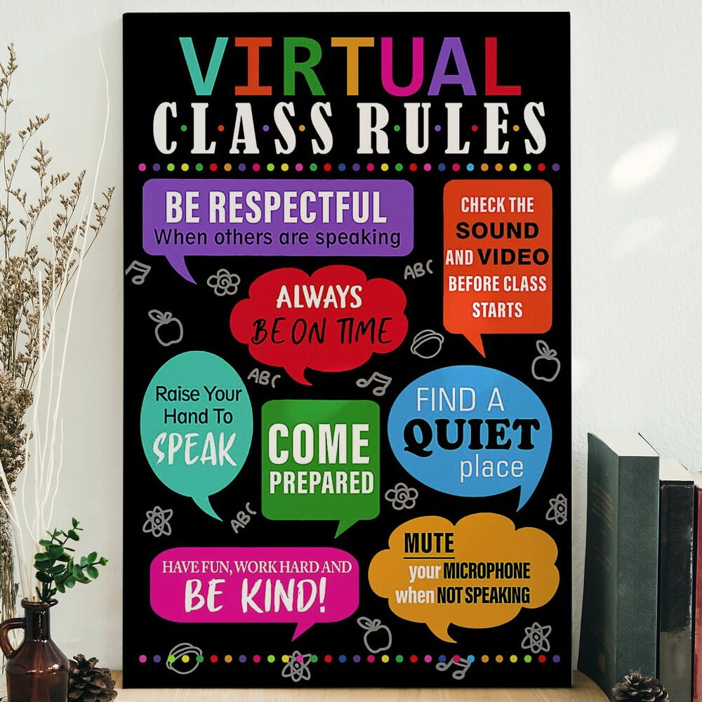 Kna Prints - Virtual Class Rules Poster, Classroom Rules Poster, Back ...