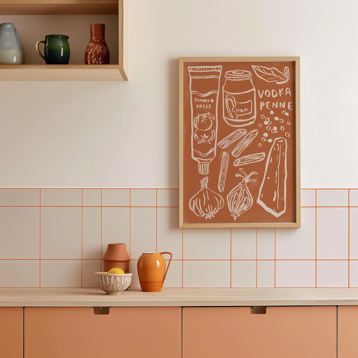 Kna Prints - Vodka Penne Recipe Artwork Wall Print Fresh Basil ...