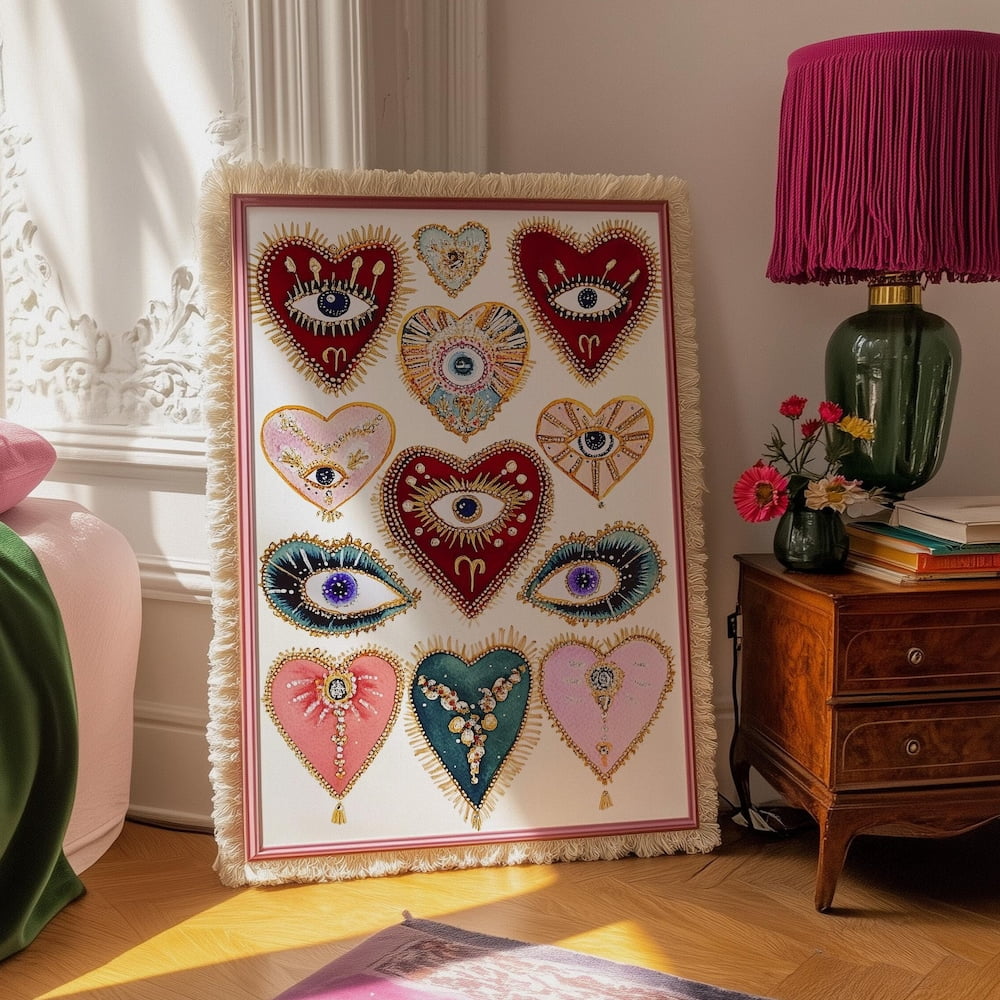 Kna Prints - Wall Art, Aries Gift, Mystical Eye Print, Gold Heart Decor ...