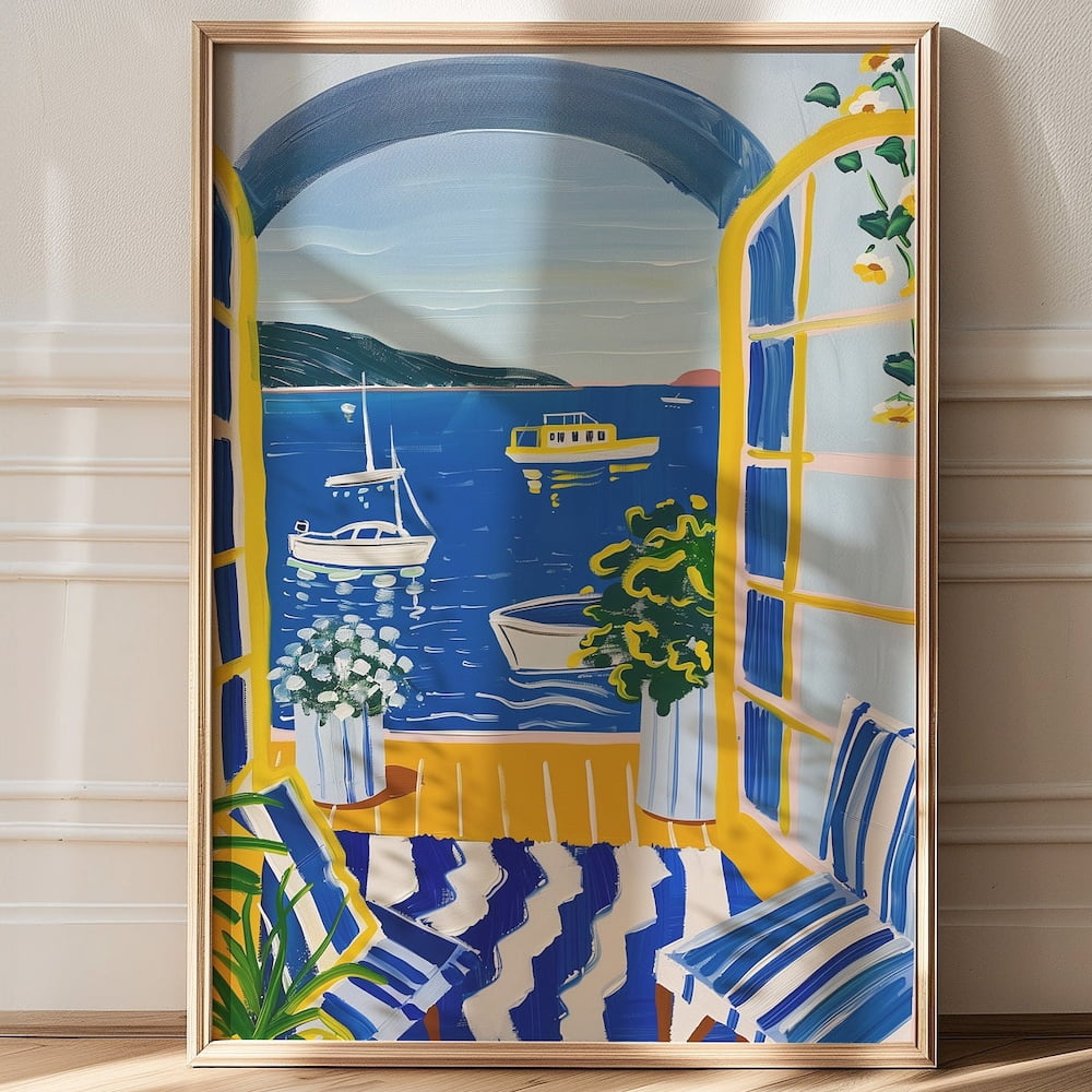 Kna Prints - Wall Art, Coastal Decor, Matisse Window Art, Greece Sea ...