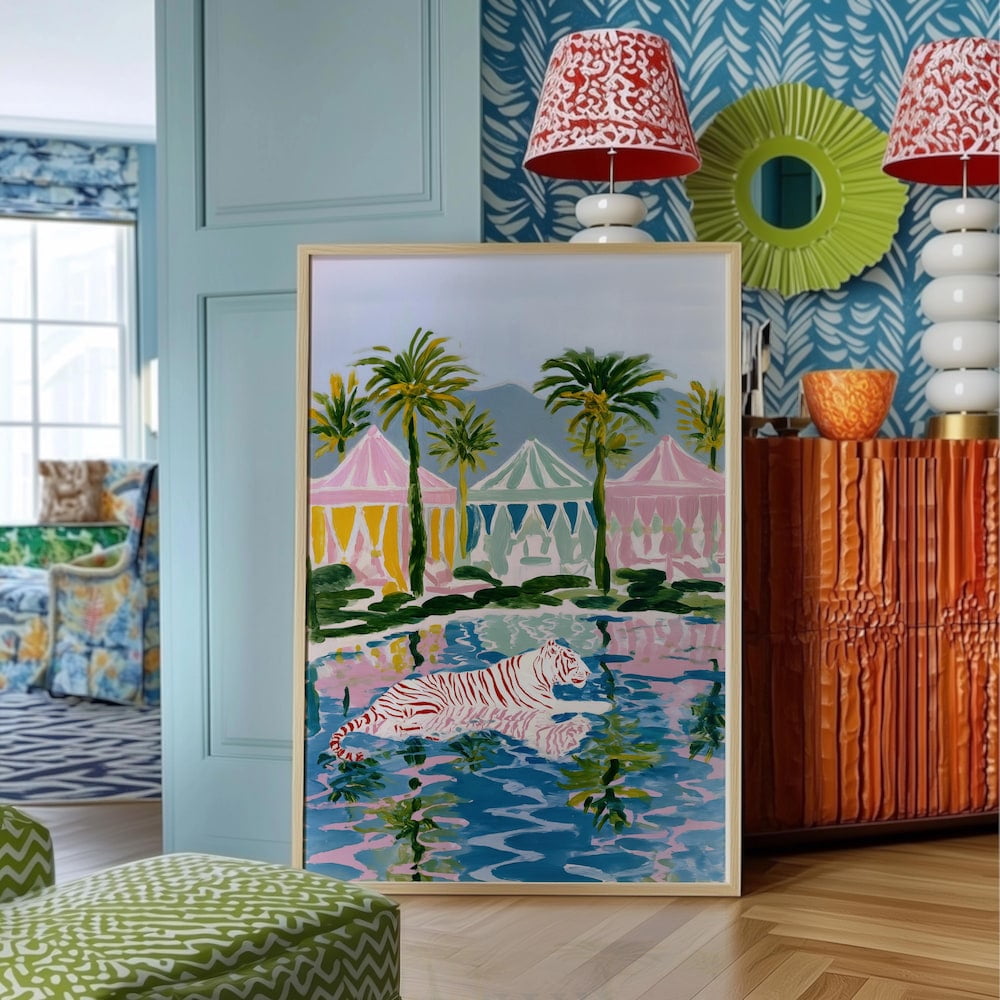 Kna Prints - Wall Art, Palm Springs Resort Tiger Print, Colorful Pool ...