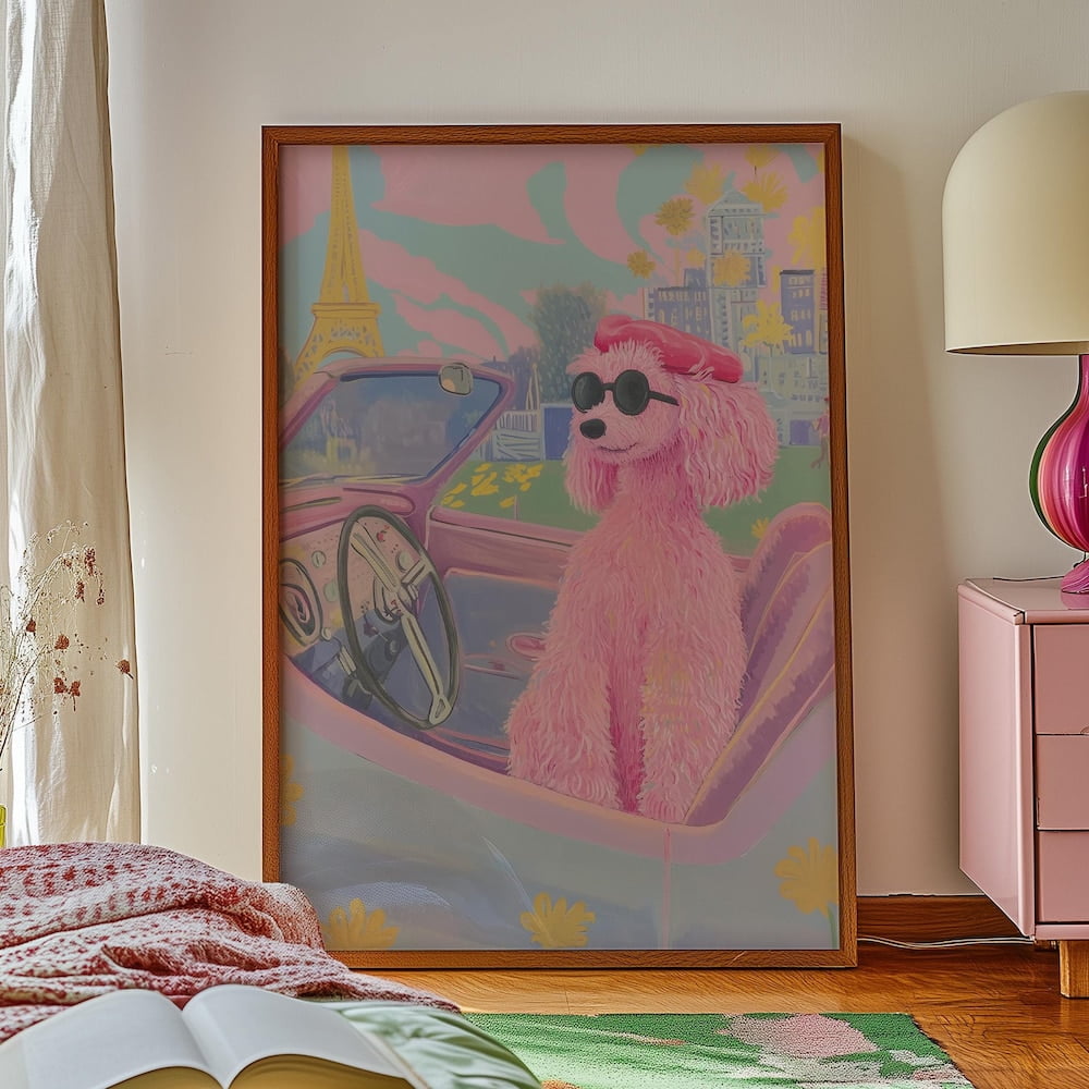 Kna Prints - Wall Art, Pink Poodle Print, Paris Aesthetic, Dopamine ...