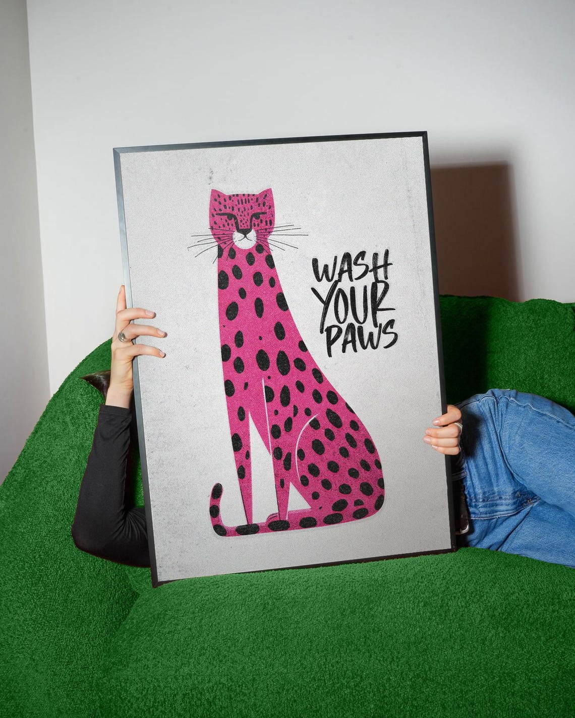 Kna Prints - Wash Your Hands Pink Cheetah Bathroom Wall Art Vintage ...