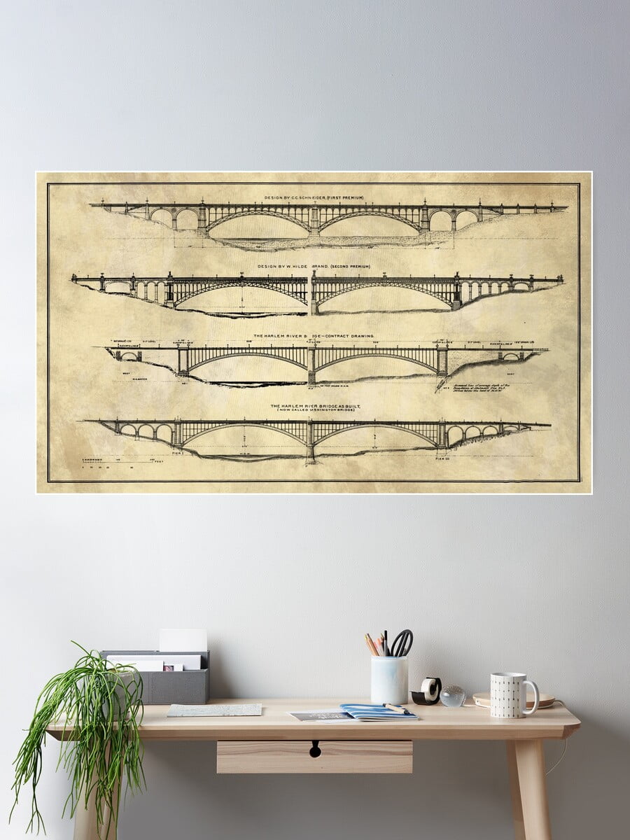 Kna Prints - Washington Bridge Proposal Blueprint Plans Rustic ...
