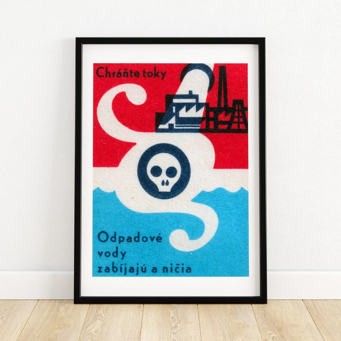 Kna Prints - Water Pollution Skull - Matchbox Print - Czech Wall Art ...