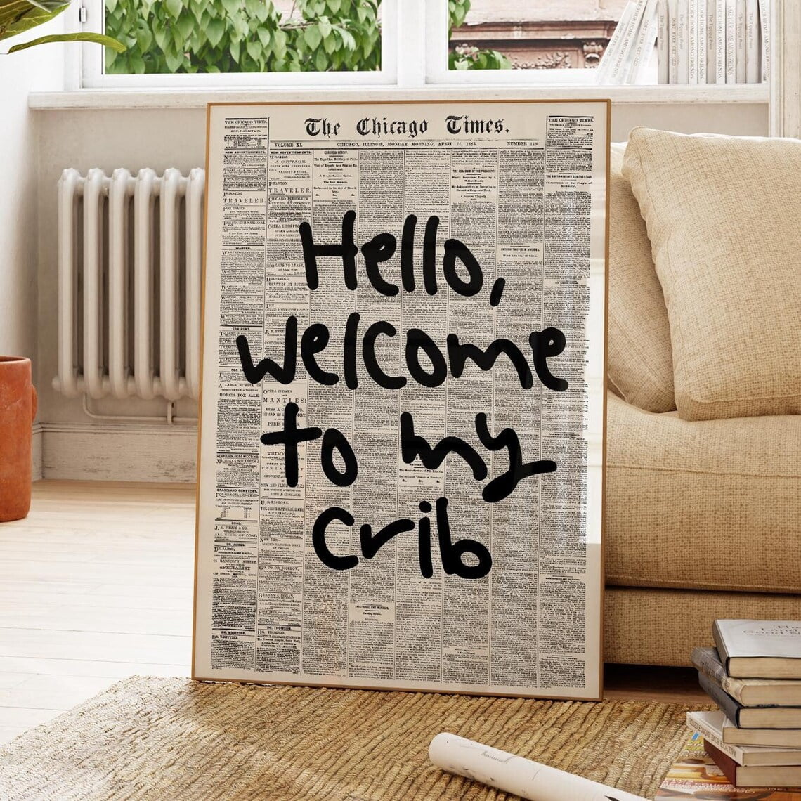Kna Prints - Welcome To My Crib Newspaper Print, Retro Nostalgic ...