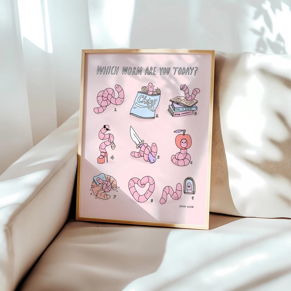 Kna Prints - Which Worm Are You, Worm Feelings Poster, Quirky Wall Art ...