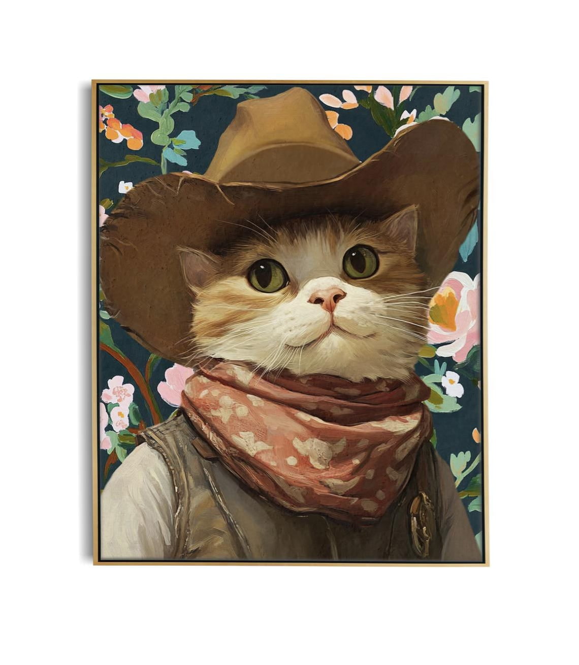 Kna Prints - Whimsical Cowboy Cat Art Print: Western-Themed Wall Decor ...