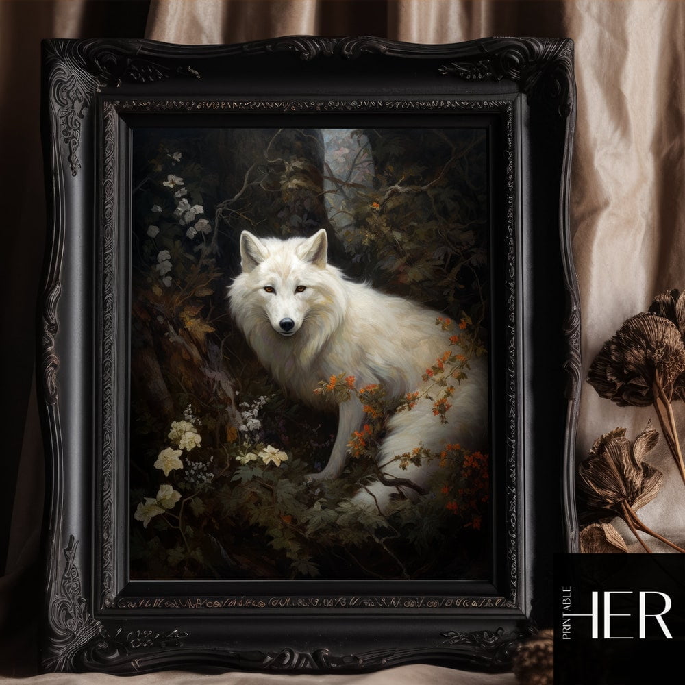 Kna Prints - White Fox In Deep Forest Core Dark Cottagecore Academia ...