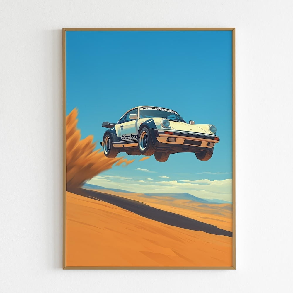 Kna Prints - White Porsche 911 Carrera Poster Gift For Him Desert Race ...