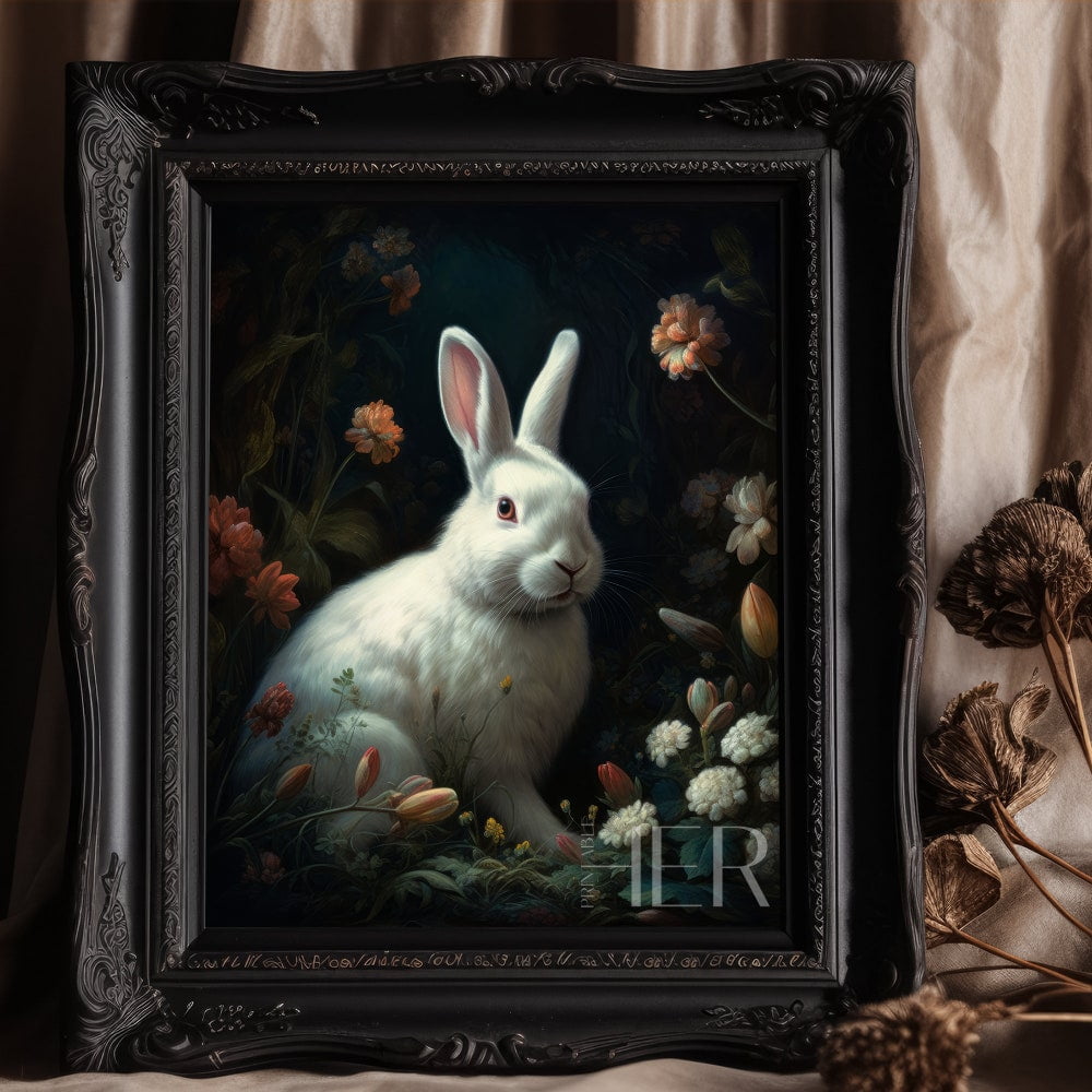 Kna Prints - White Rabbit Dark Forest Core Cottagecore Academia Gothic ...