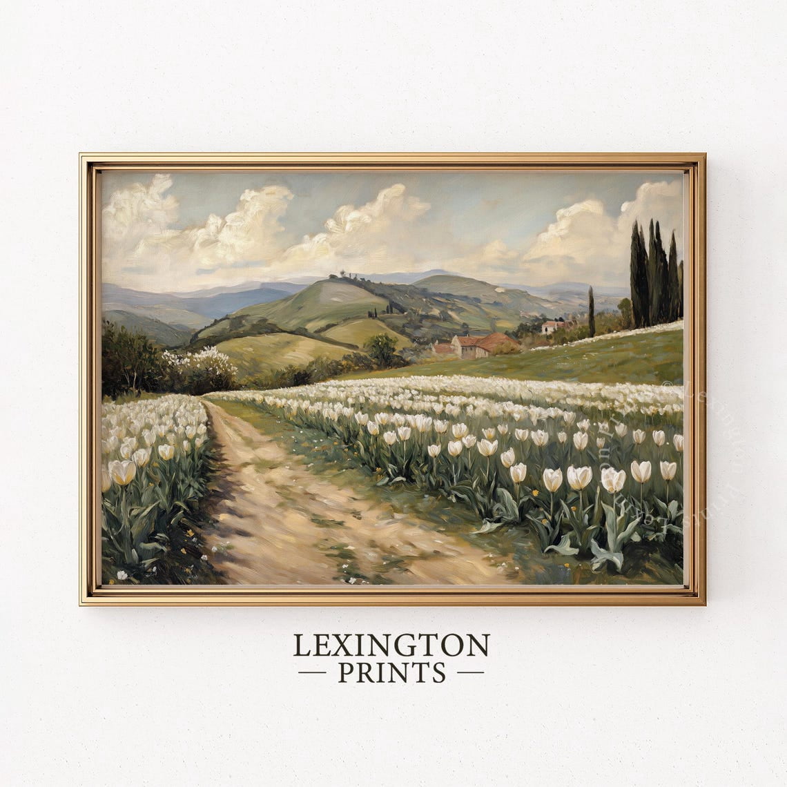 Kna Prints - White Tulip Field Print, Spring Wall Art, Moody Spring ...