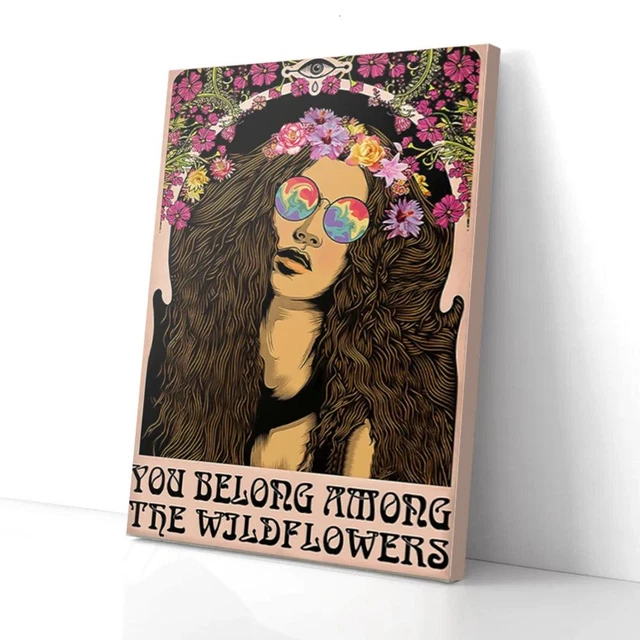 Kna Prints - Wildflowers Hippe Girl, Wall Art Wall Art Print For Home ...