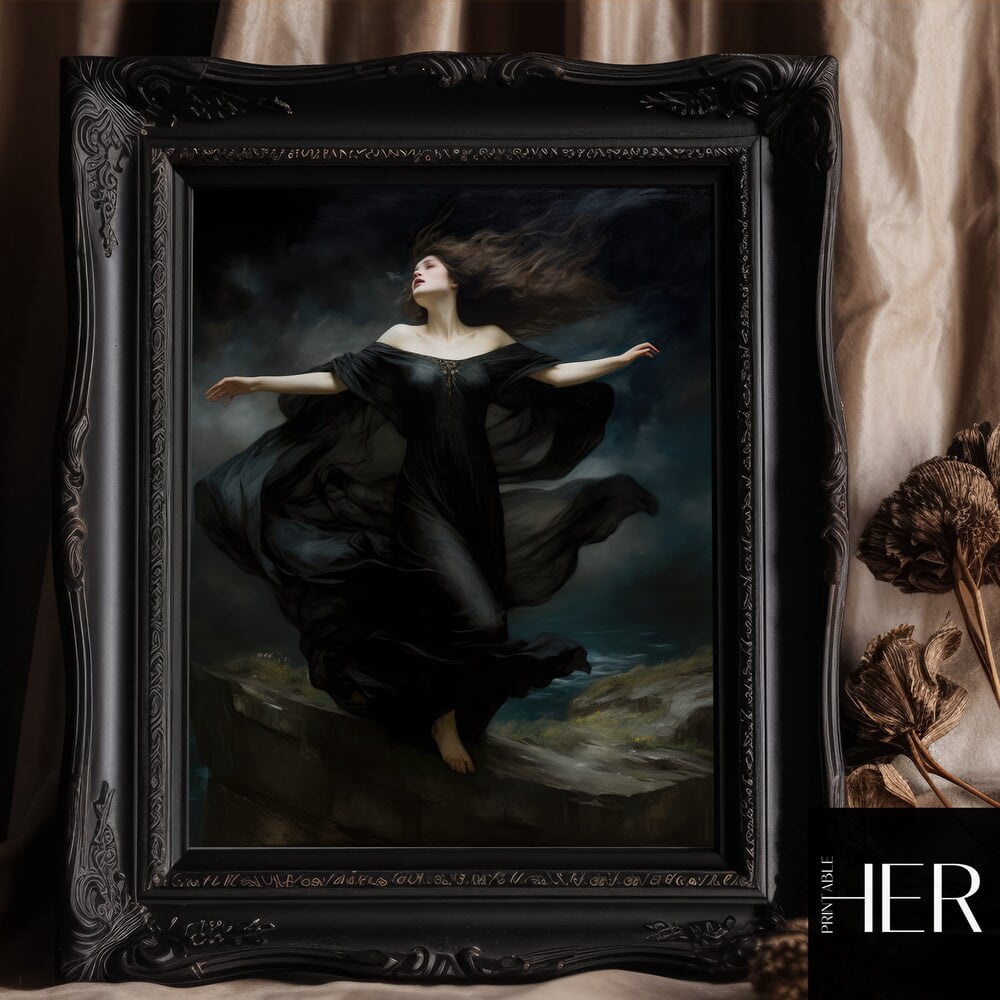 Kna Prints - Witch Woman Casts Storm Spell Dark Academia Gothic Moody ...