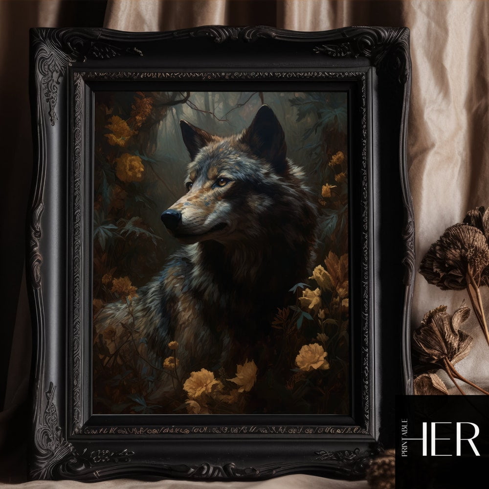Kna Prints - Wolf And Forest Core Dark Cottagecore Academia Gothic ...