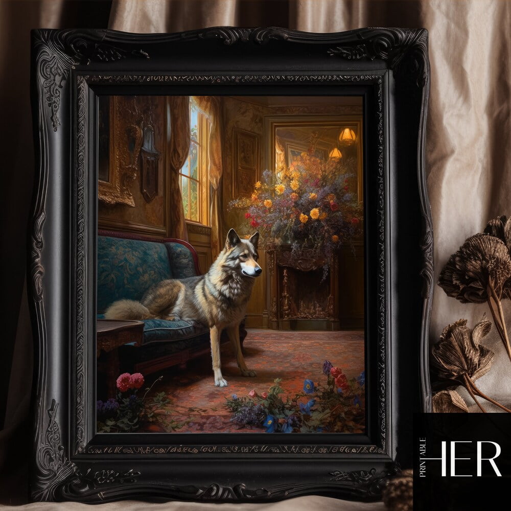 Kna Prints - Wolf On Sofa Victorian Mansion Dark Cottagecore Forest ...