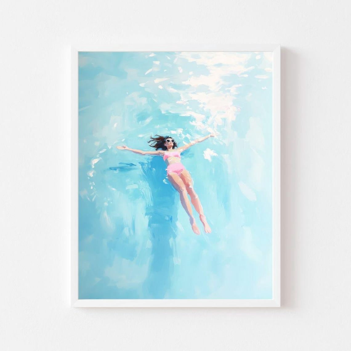 Kna Prints - Woman Floating In The Ocean Painting Pastel Summer Girl ...