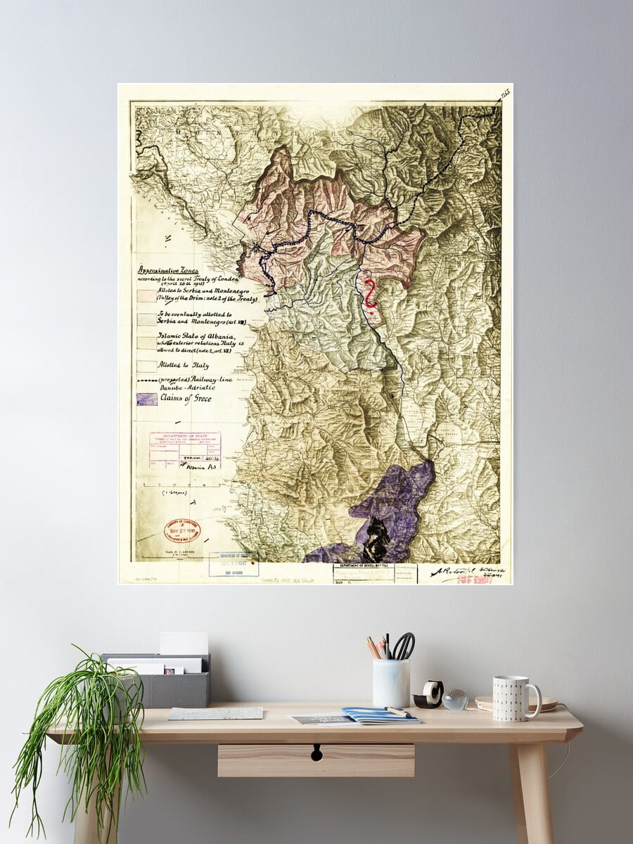 Kna Prints - World War I Map Of Albania (April 26, 1915) According To ...