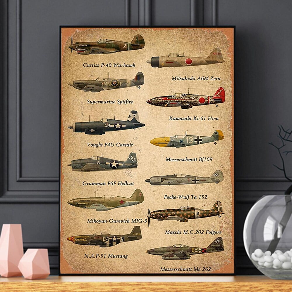 Kna Prints - World War Ii Aircraft Poster, Retro Fighter Poster, Wwii ...