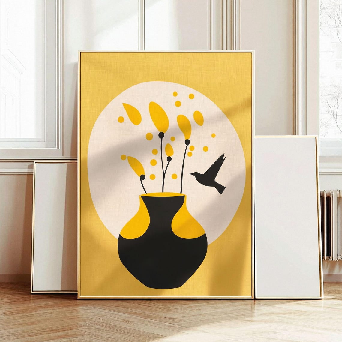 Kna Prints - Yellow Abstract Hallway Art Print, Japandi Style Wall ...