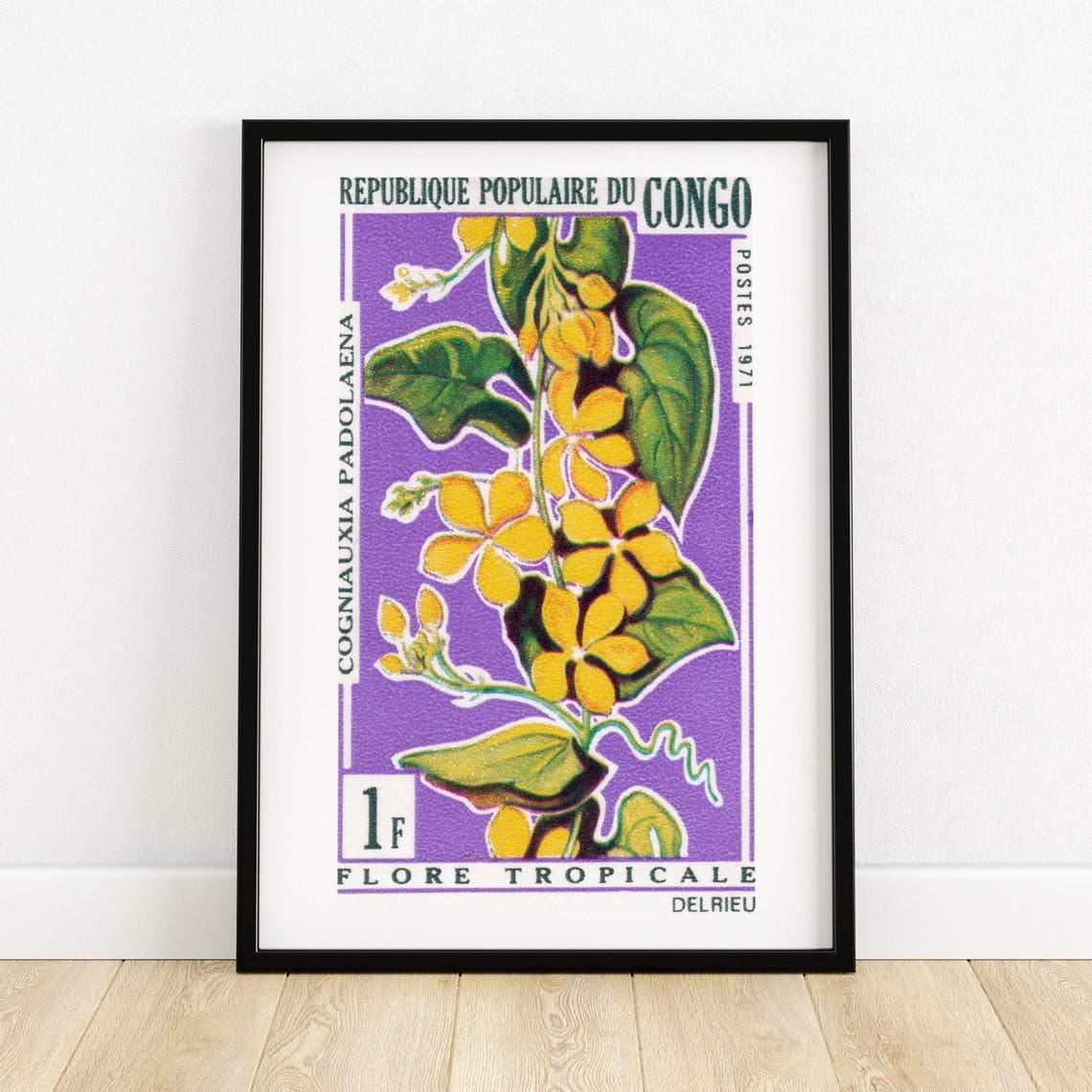 Kna Prints - Yellow Flower Bunch - Vintage Congo Art - Postage Stamp ...