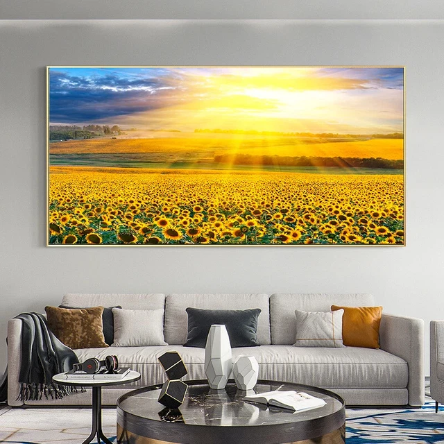 Kna Prints - Yellow Sunflower Landscape Poster Prints Sunshine Pictures ...