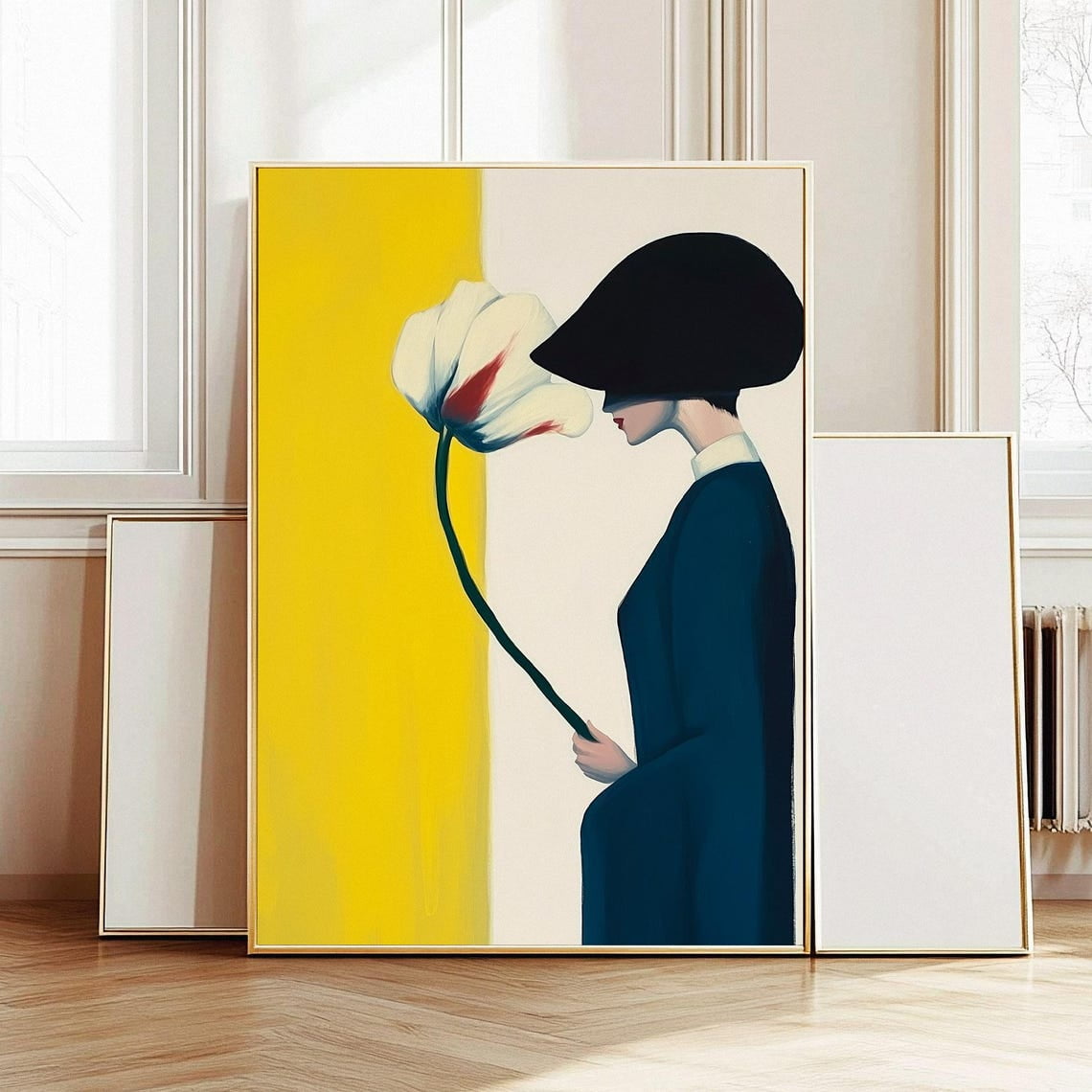 Kna Prints - Yellow Wall Art, Statement Centrepiece Art Display, Woman ...