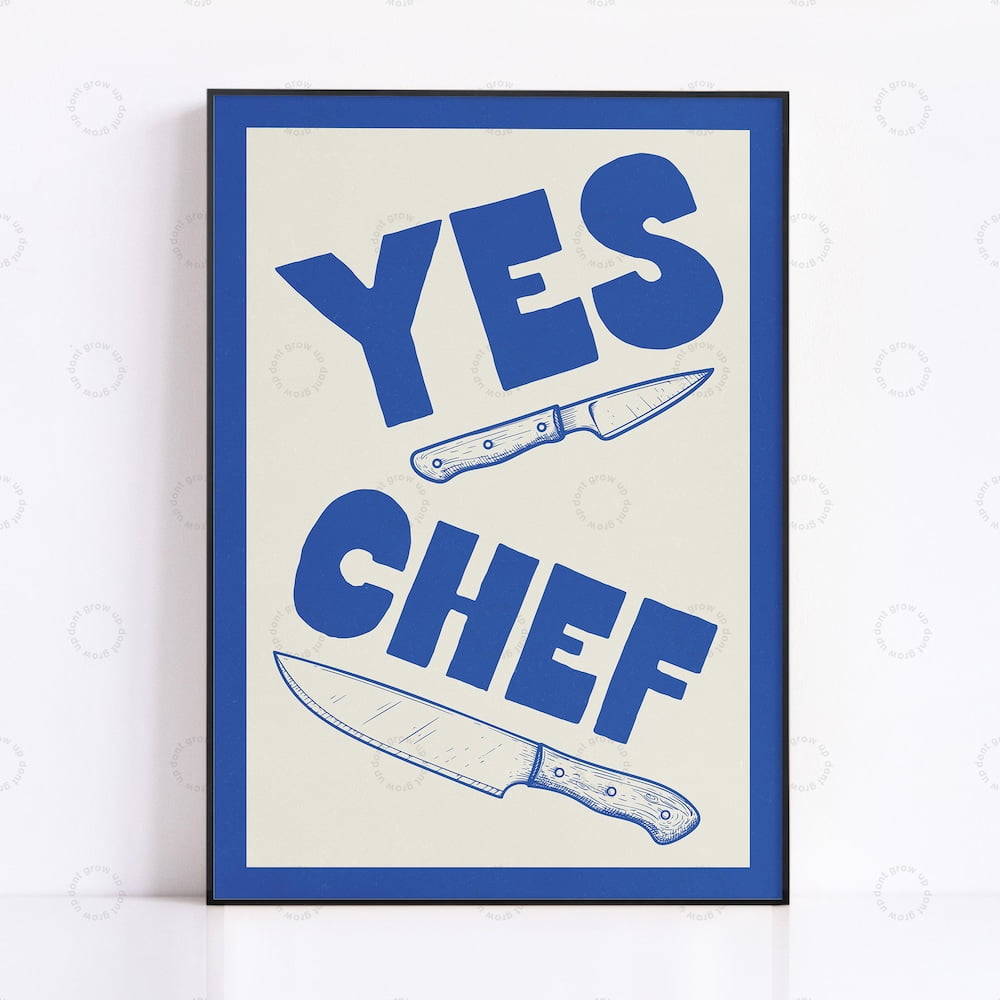 Kna Prints - Yes Chef Print, Vintage Food Poster, Retro Food Print ...