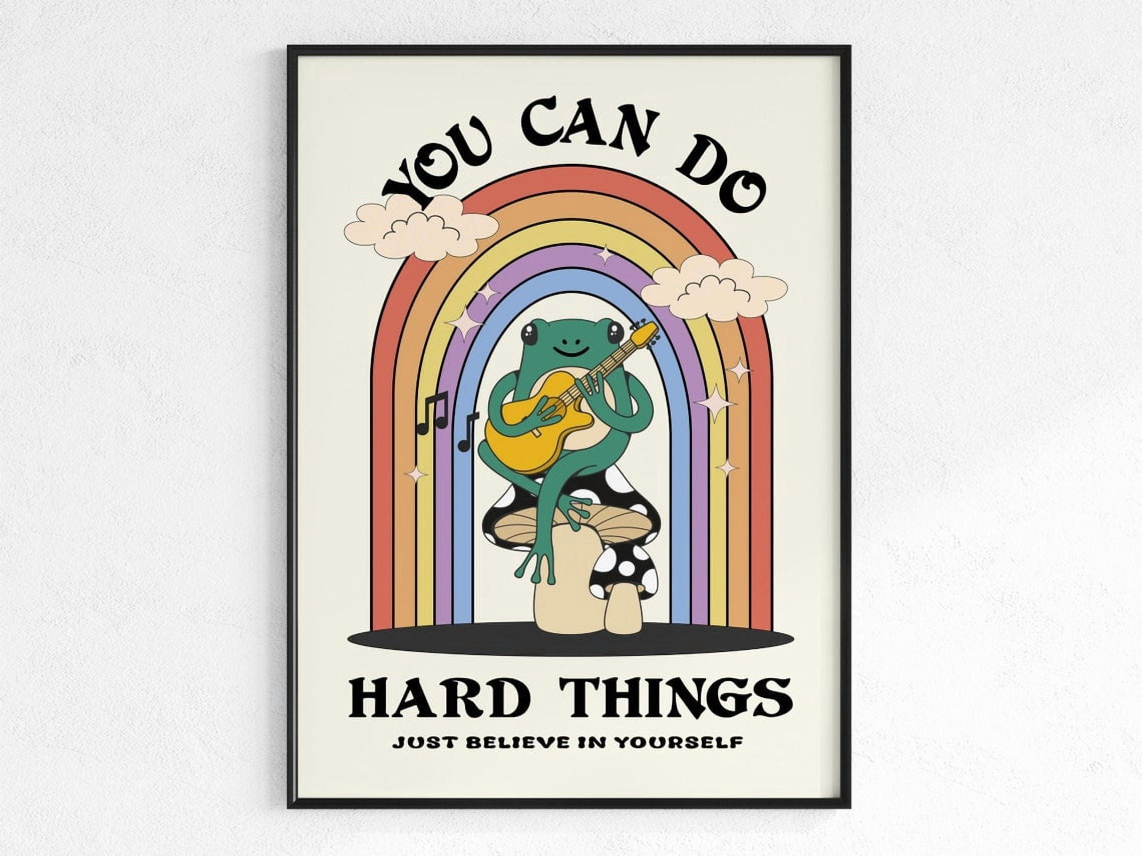 Kna Prints - You Can Do Hard Things Poster, Retro Motivation Poster ...