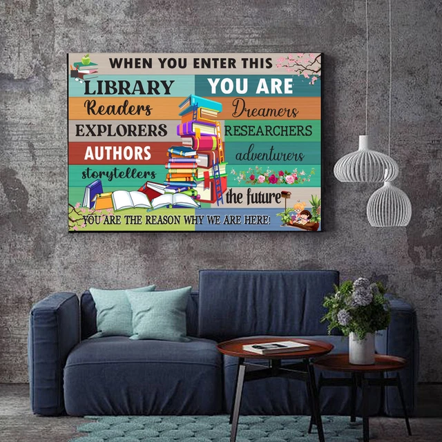Kna Prints - When You Enter Library Poster - Library Book Room Wall Art ...