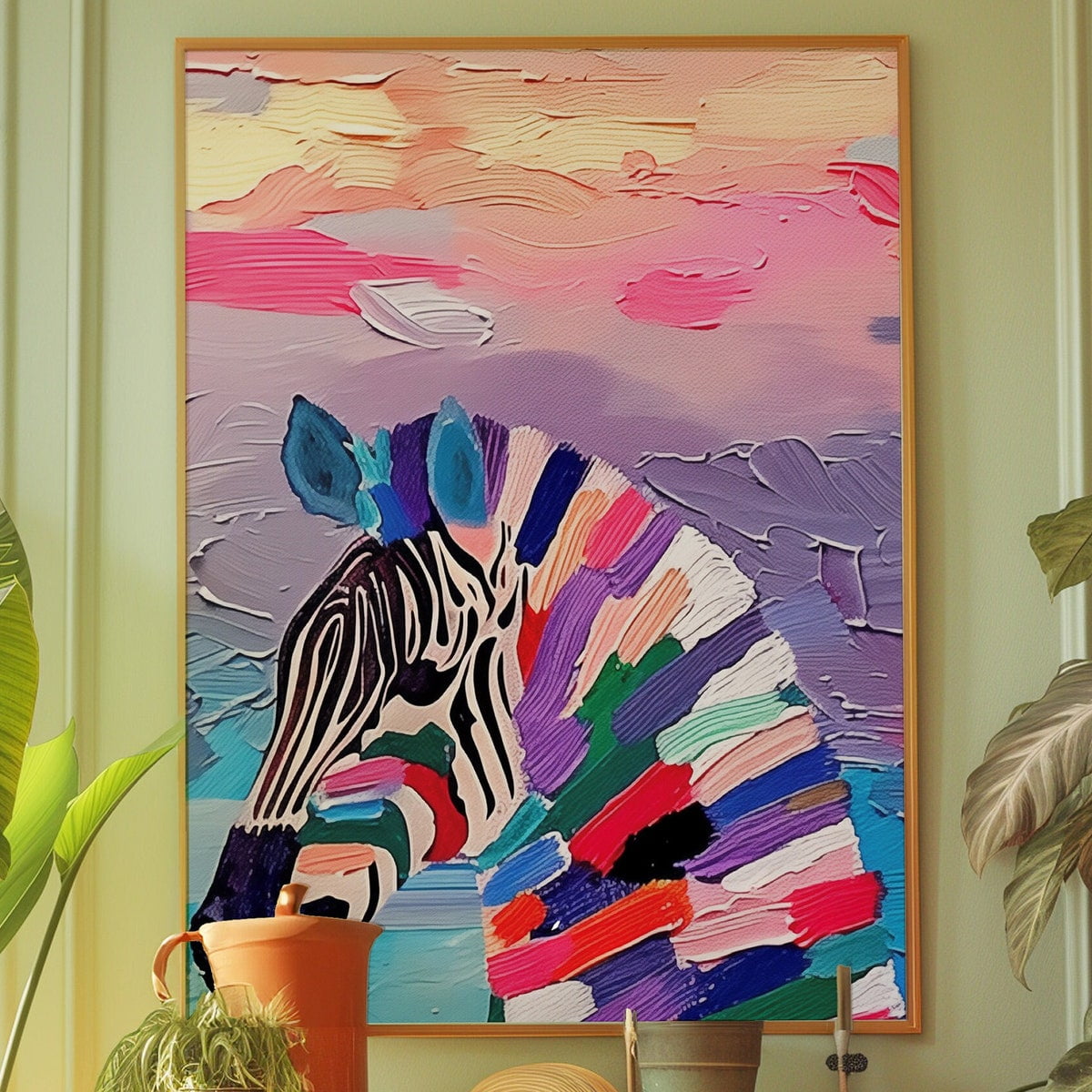 Kna Prints - Zebra Poster, Pink Wall Art, Psychedelic Art, Home Decor ...