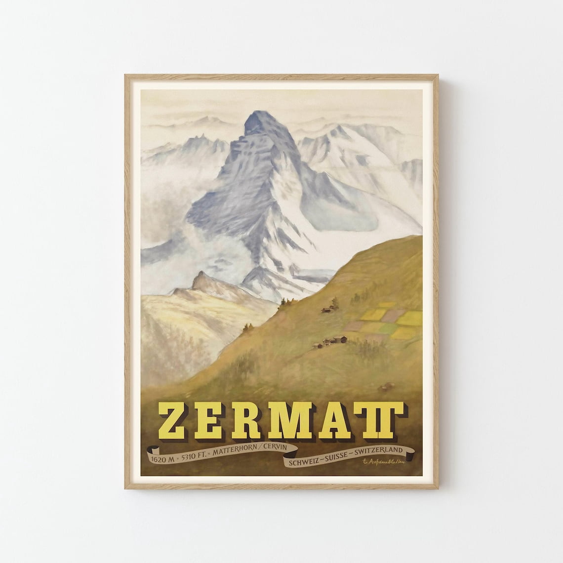 Kna Prints - Zermatt Matterhorn Vintage Travel Poster Art Print Home ...