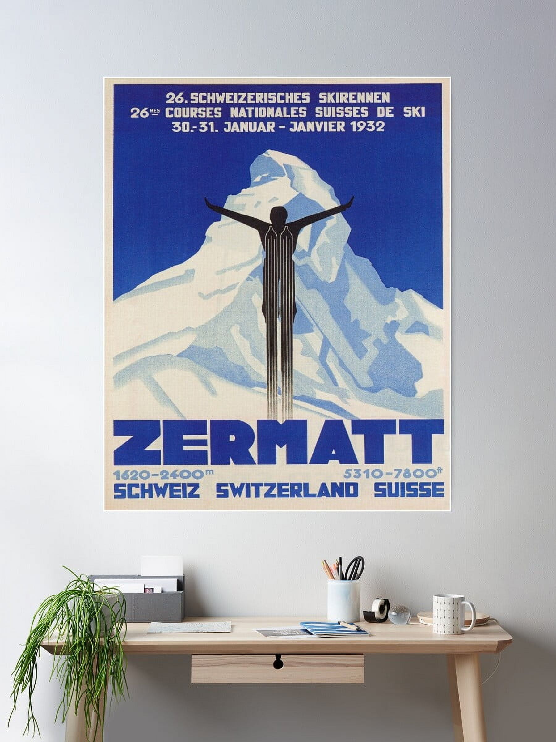 Kna Prints - Zermatt, Switzerland Vintage Ski Poster Poster, UNFRAMED ...