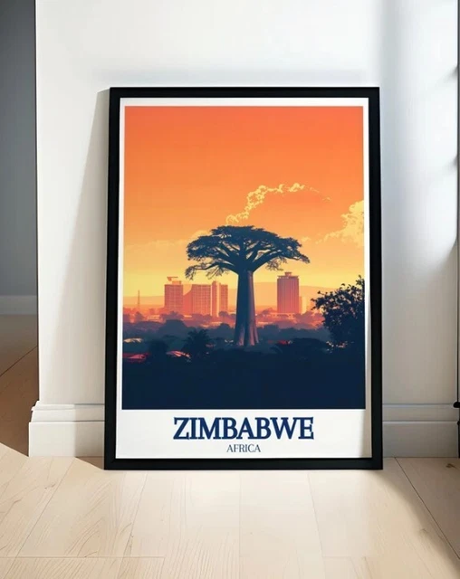 Kna Prints - Zimbabwe Travel Posters - Harare Skyline Majesty For Home ...