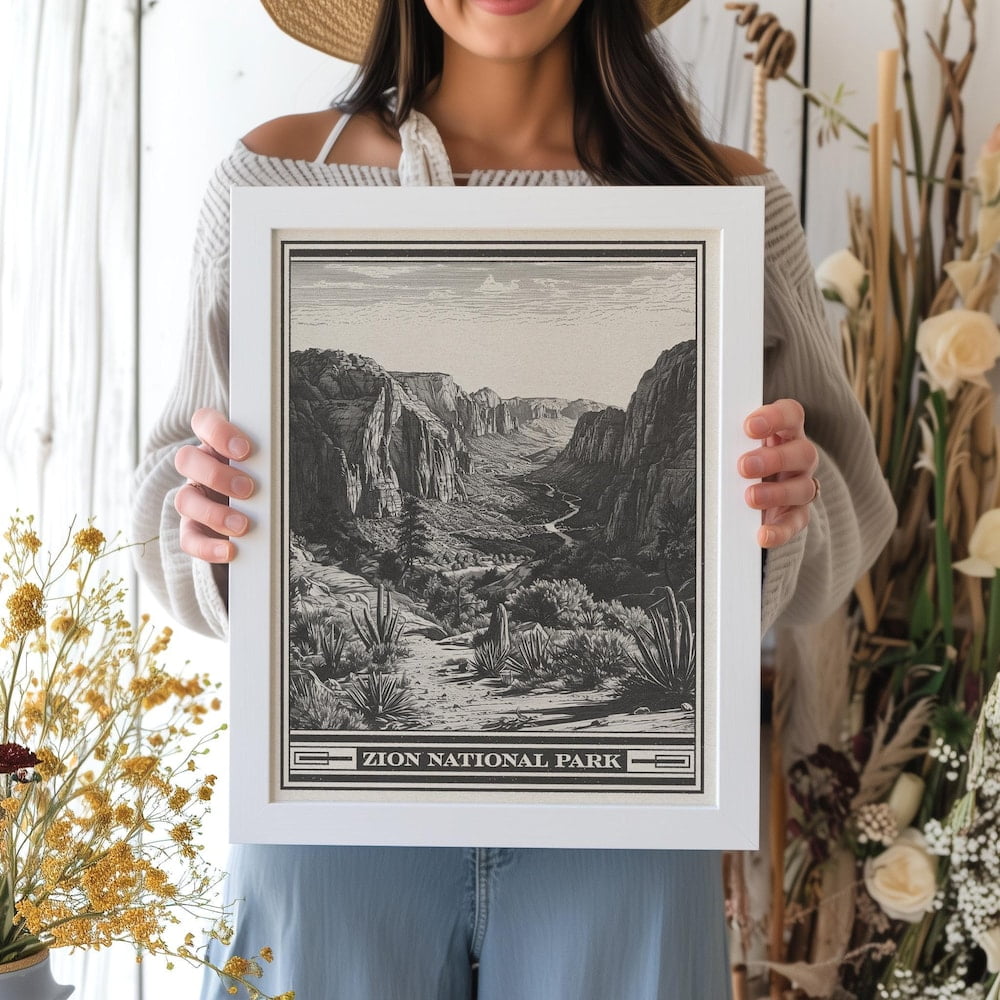 Kna Prints - Zion National Park Big Bend Of The Virgin River Lithograph ...