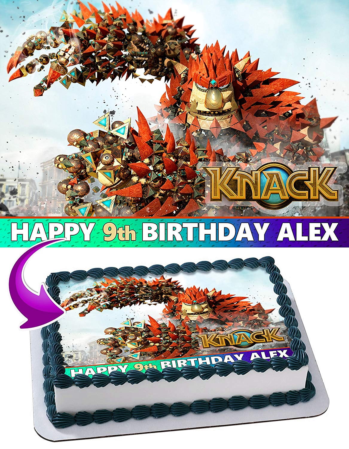 Knack Play Station Edible Cake Image Topper Personalized Birthday Party ...