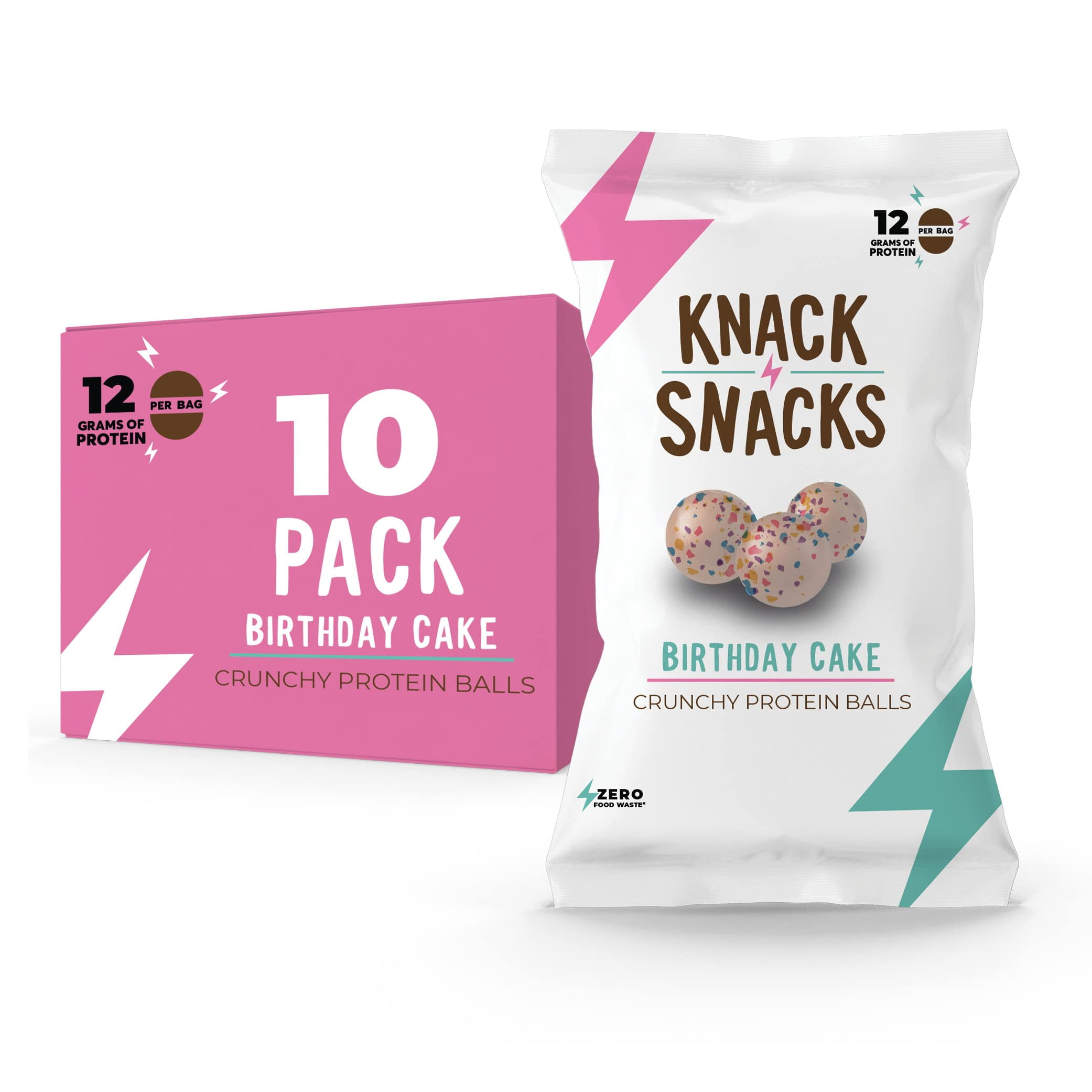 Knack Snacks | Crunchy SBF3 Protein Balls - Vanilla Birthday Cake Flavor (10x 1.2oz Bags) | High ...