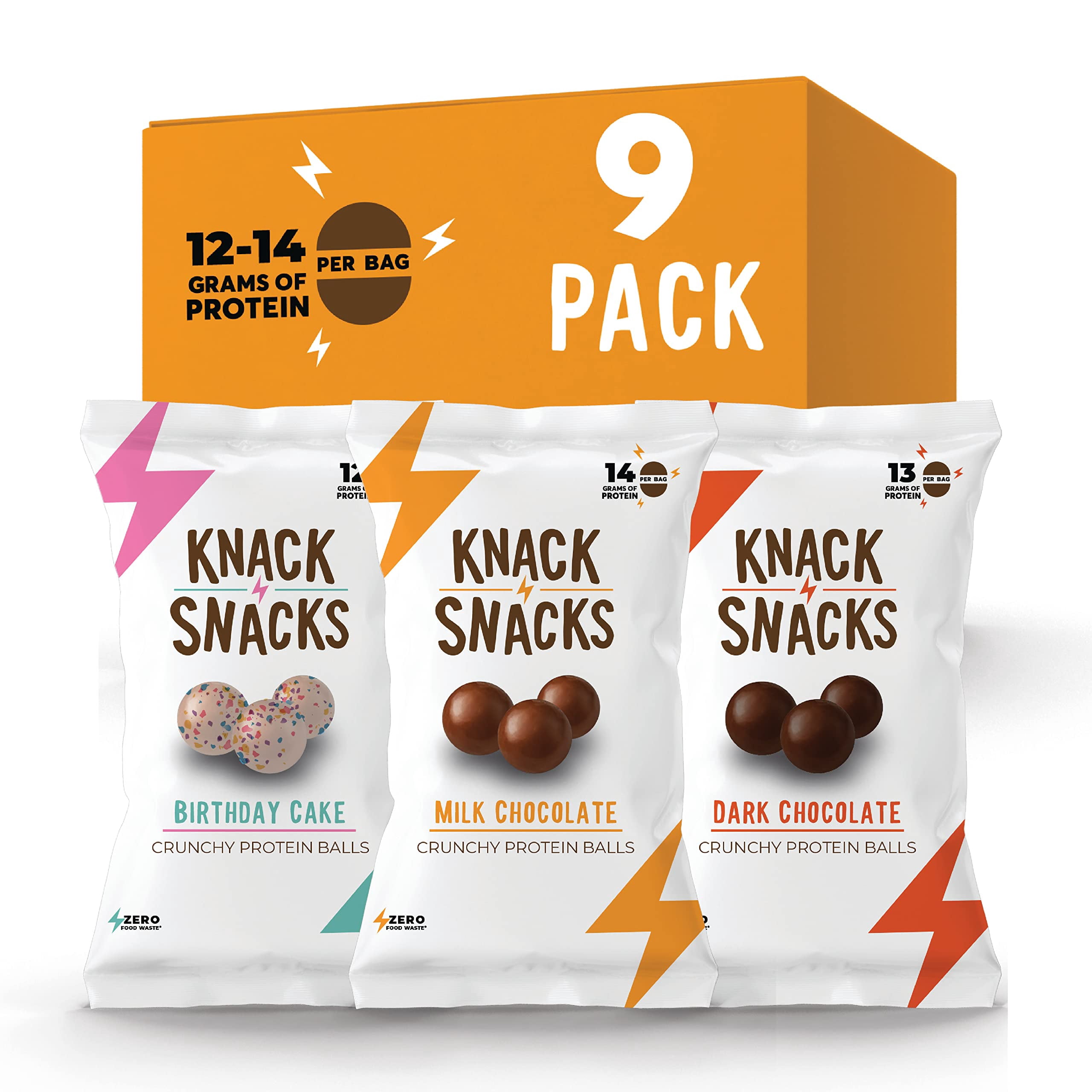 Knack Snacks | Crunchy SSF20 Protein Balls - Variety Pack (9x 1.2oz Bags) | High Protein Snack ...