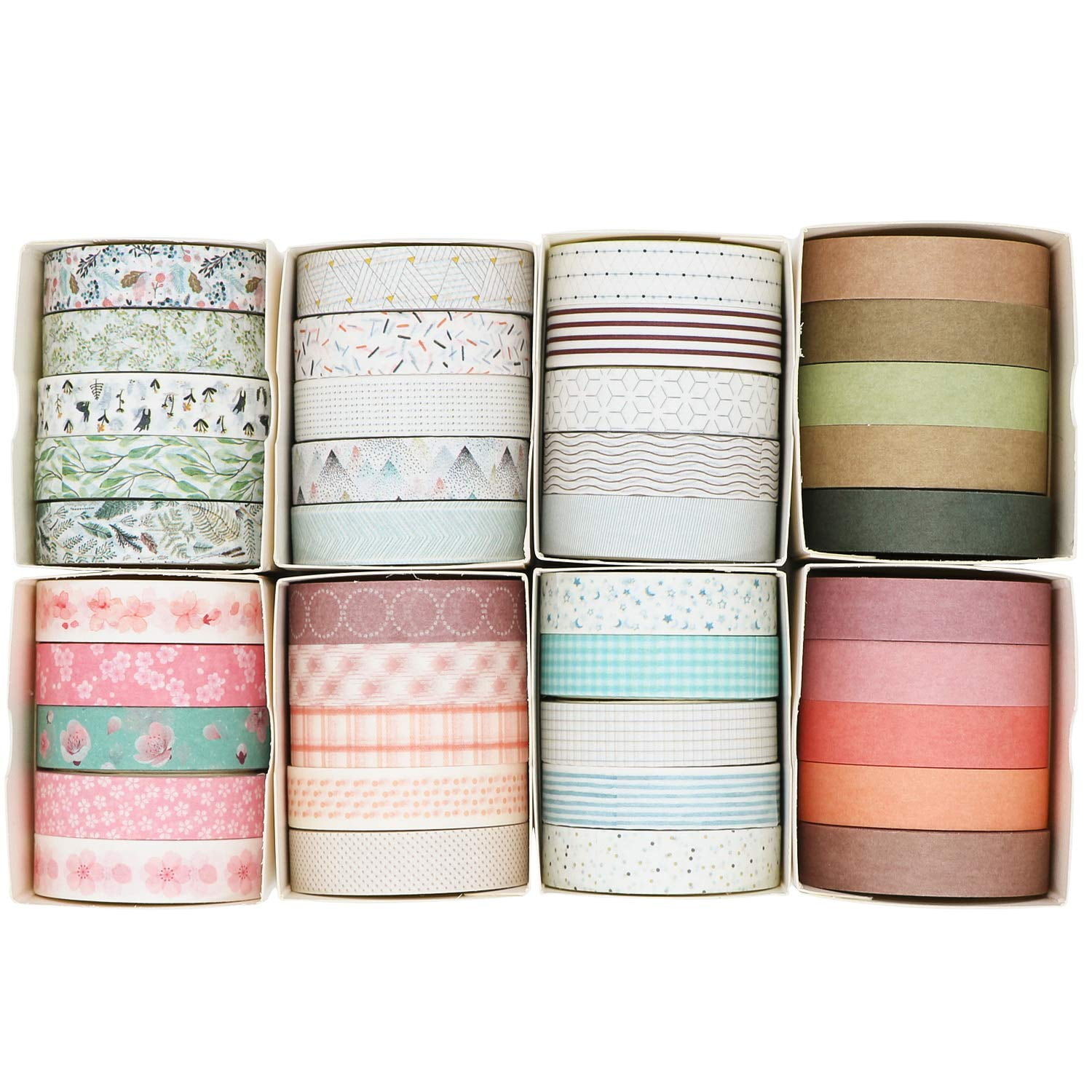 Knaid 40 Rolls of Slim Washi Tape Gift Box Set, Decorative Paper Tapes ...