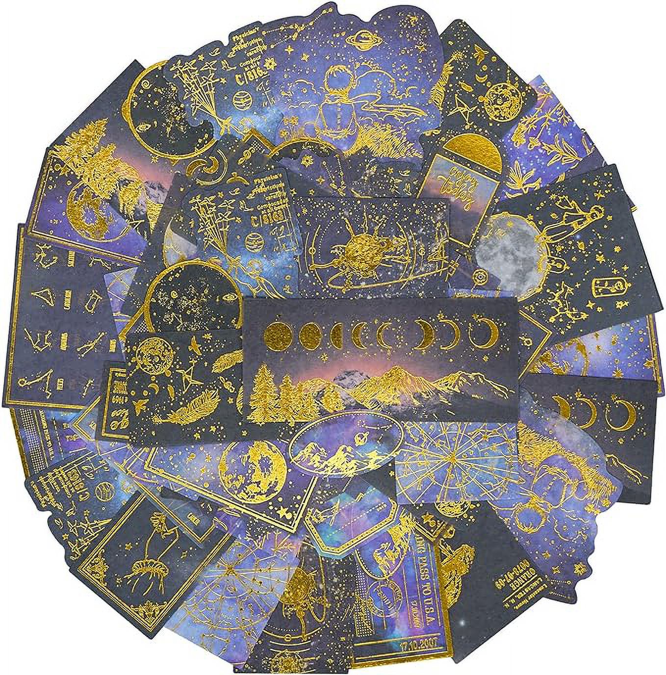Knaid Celestial Black Gold Foil Stickers Set (60 Pieces) - Decorative ...