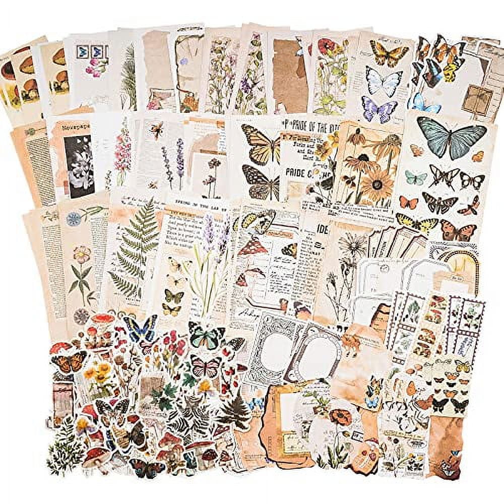 Knaid Vintage Scrapbook Supplies Pack (200 Pieces) for Art Journaling ...